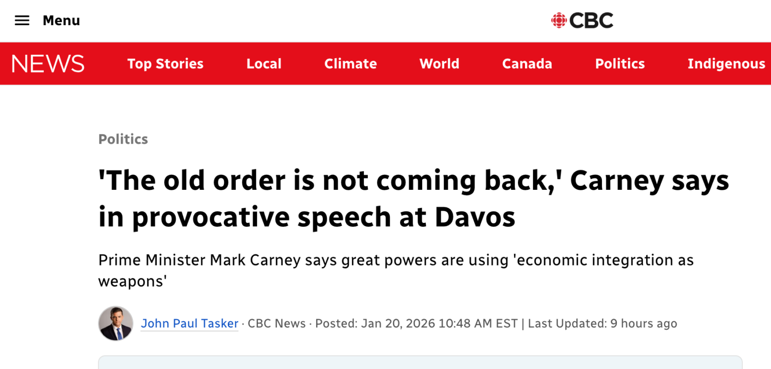 Missing the big picture of Mark Carney’s Davos Speech Alexandra Kitty